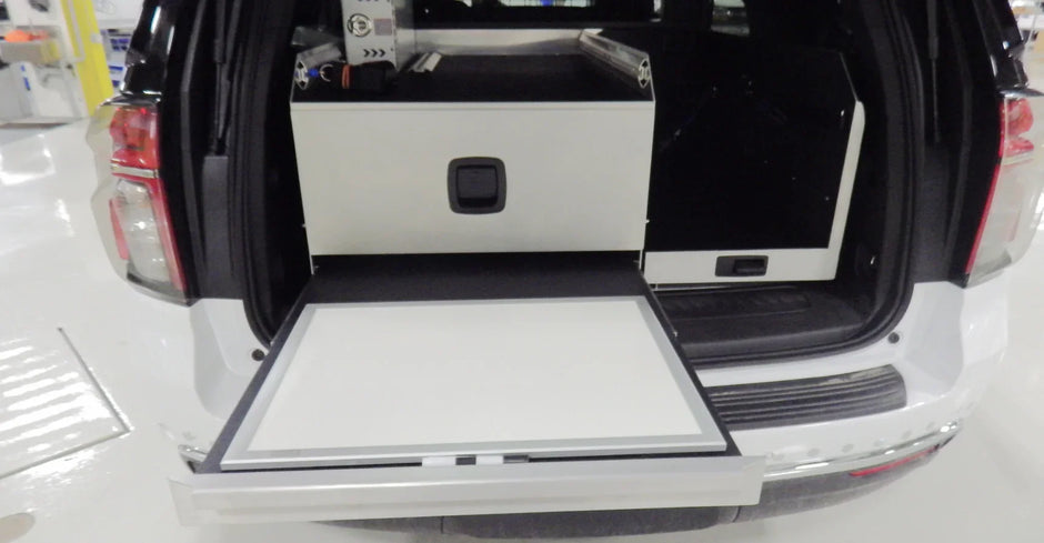 GM Rear Cargo Storage Systems | Chevy Police Tahoe Rear Storage Box ...